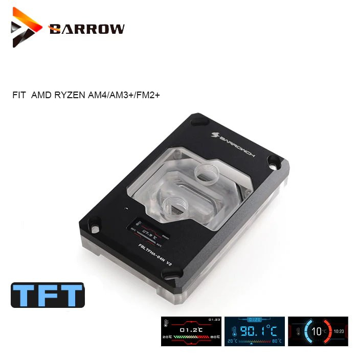 Waterblock CPU BarrowCH pour AMD AM4/AM3+/FM2+ - Afficheur LCD Couleur ...