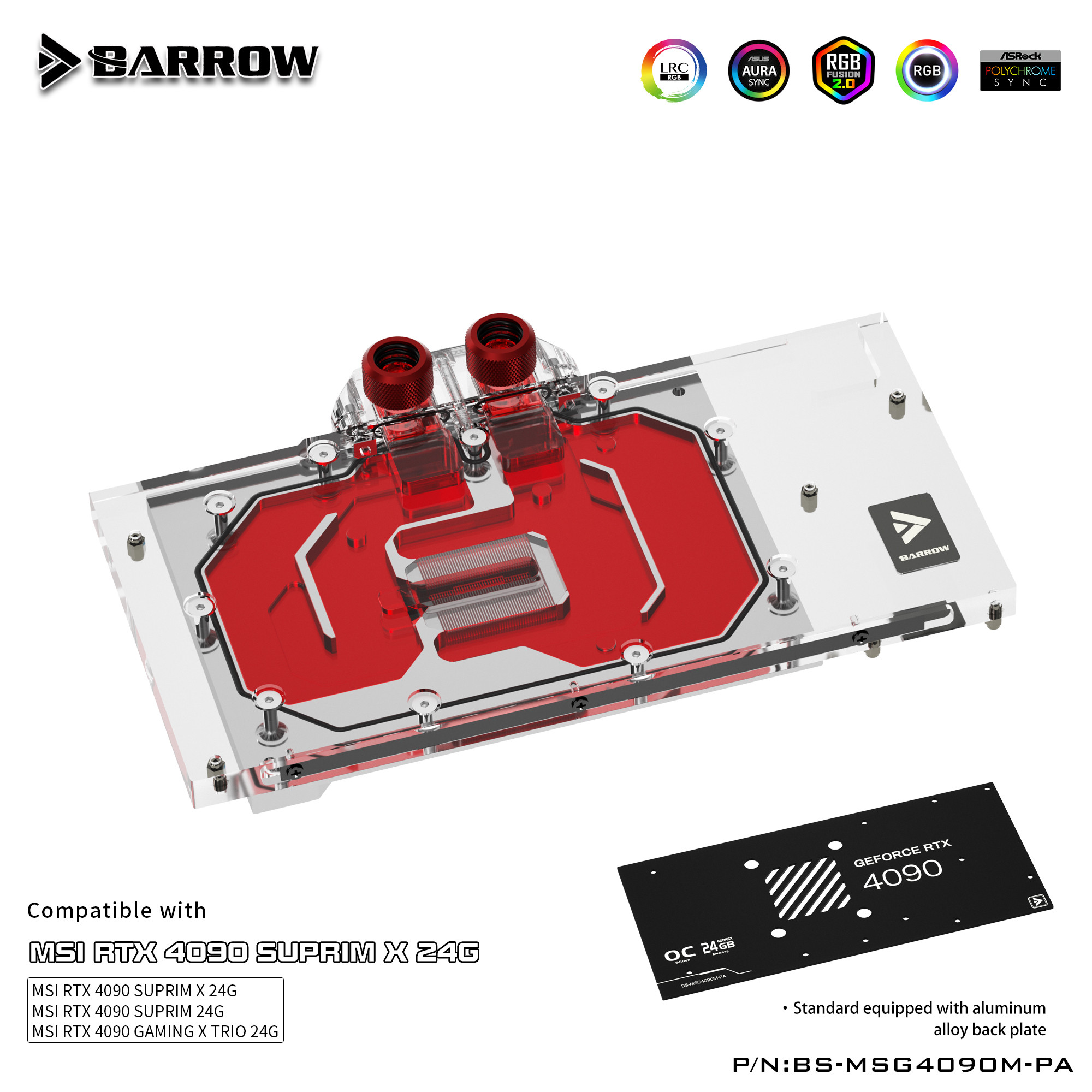 Waterblock VGA MSI 4090 TRIO Aurora RGB LRC 2.0 - BS-MSG4090M-PA ...