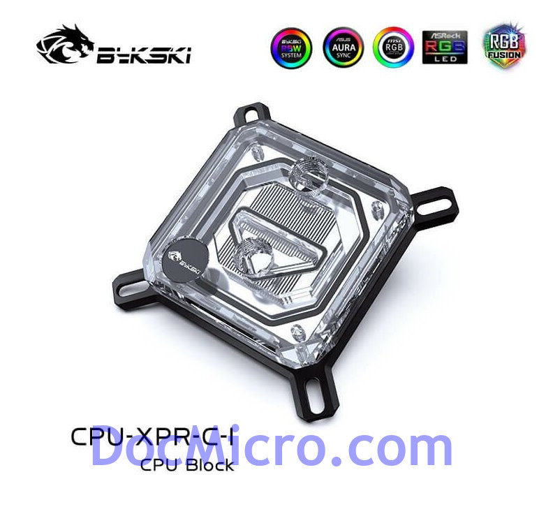 Waterblock CPU XPR INTEL Acrylique LGA 115x/1200/1700/20xx A-RGB 5 Volts - CPU-XPR-C-I - Bykski ...